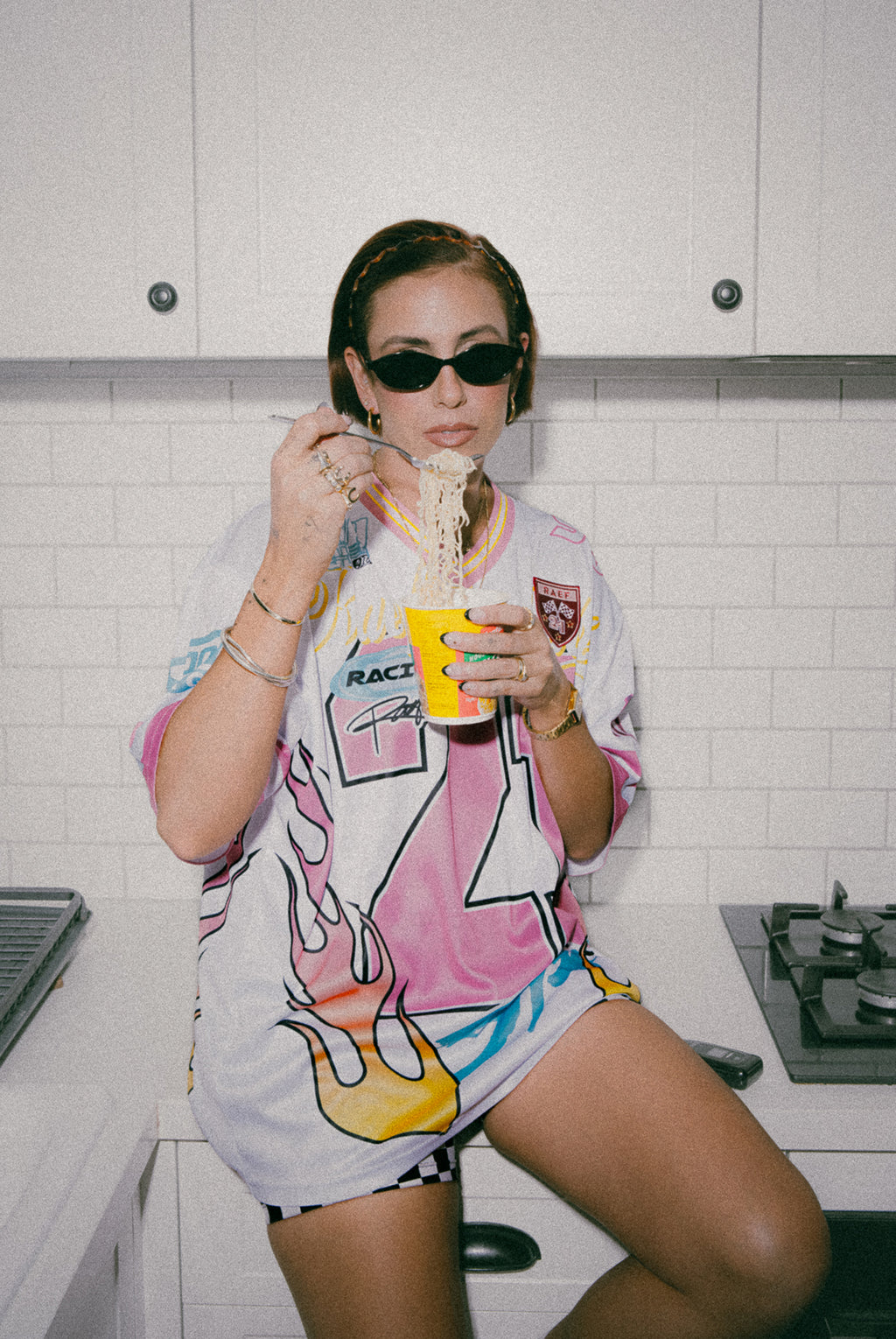 Lara Short Sleeve Tee - White/Graphic Print – RAEF The Label